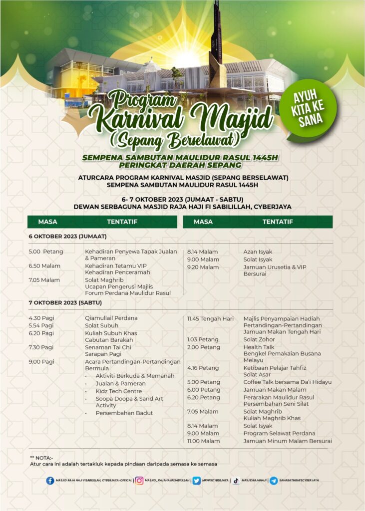 Program Karnival Masjid : Pertandingan & Aktiviti serta cabutan barakah.